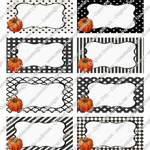 Thanksgiving Name Tags, Digital Pumpkin Labels, Fall Place Cards ...
