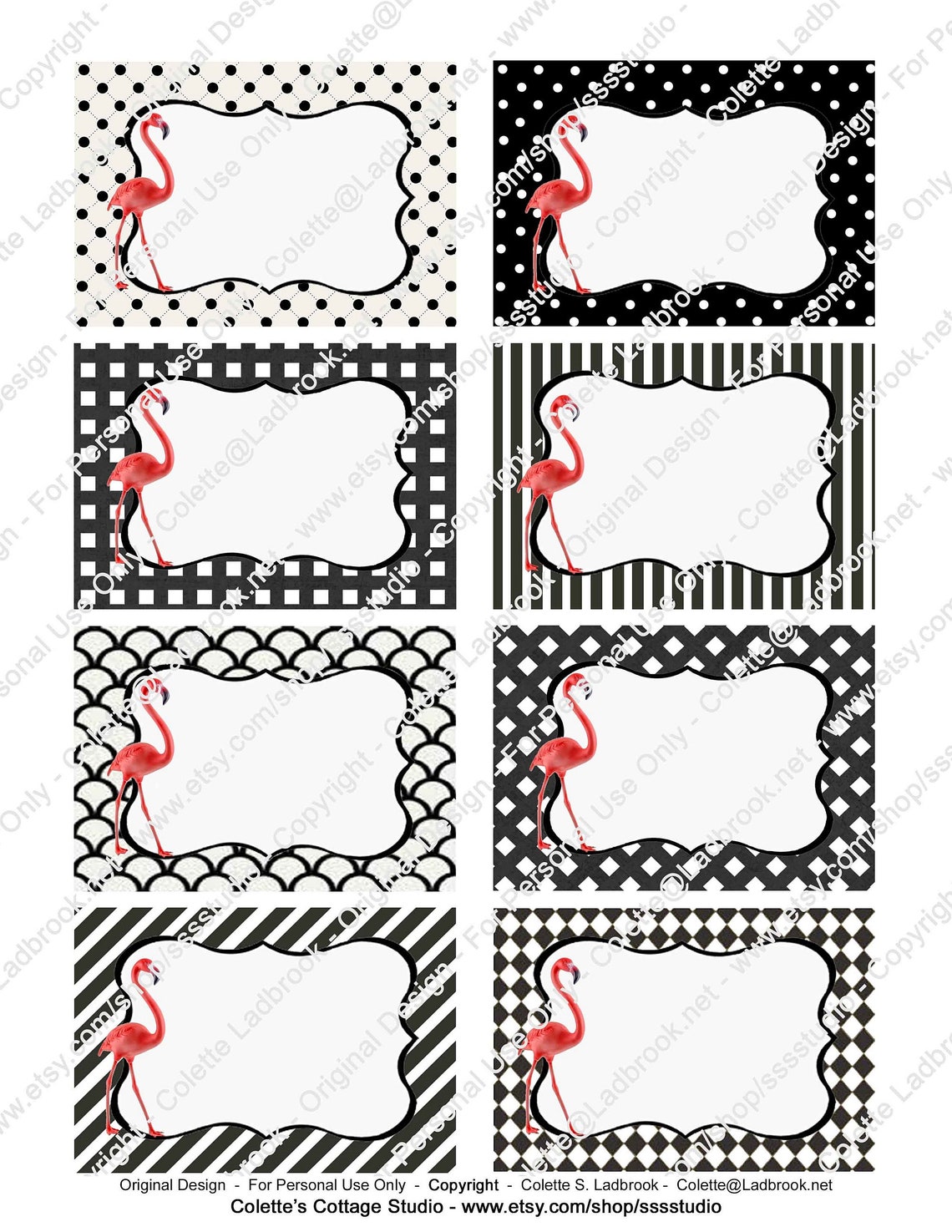 Flamingo Name Tags Digital Flamingo Labels Printable Name - Etsy