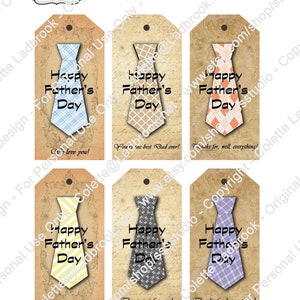 Tie Gift Tags for Dad, Happy Fathers Day Tags, Digital and Printable ...