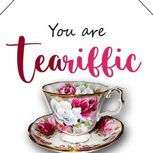 Tea-riffic Valentine's Gift Tags, Tea Cup Tags, Digital Tea Party Favor ...