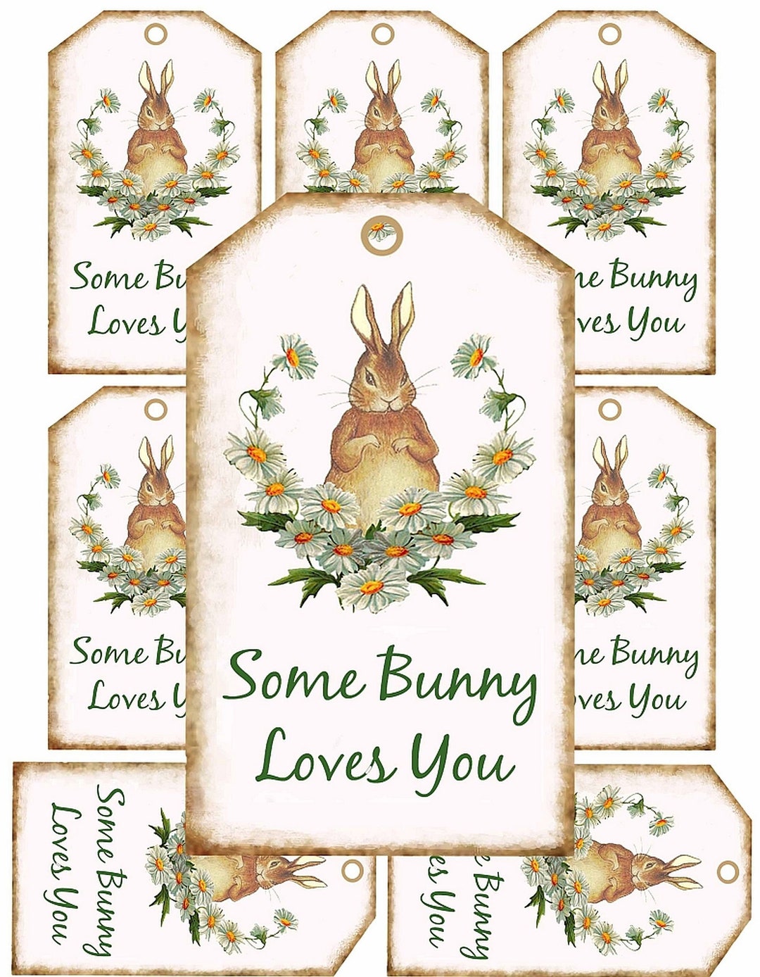 Bunny Tags Digital Some Bunny Loves You Tags, Easter Basket Gift Tags ...