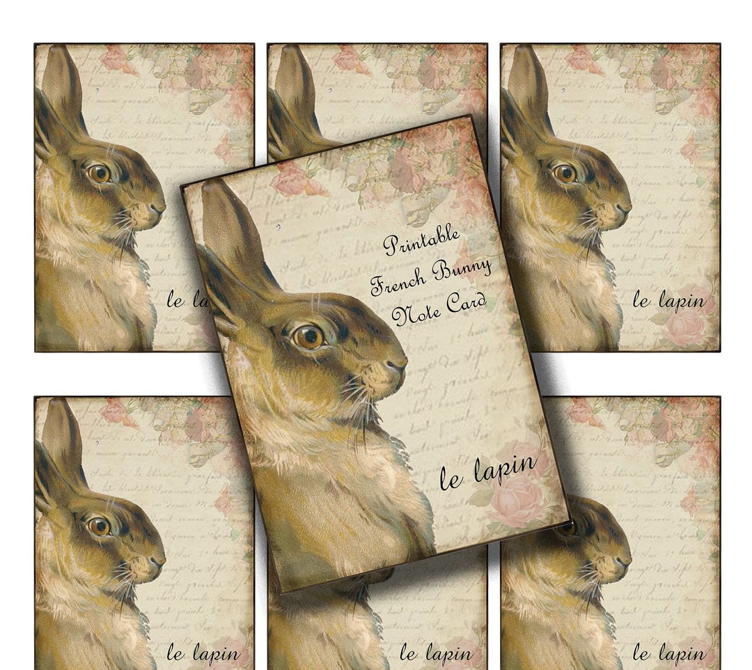 French Country Rabbit Tags, Digital Eastertags, Bunny Digital Download ...