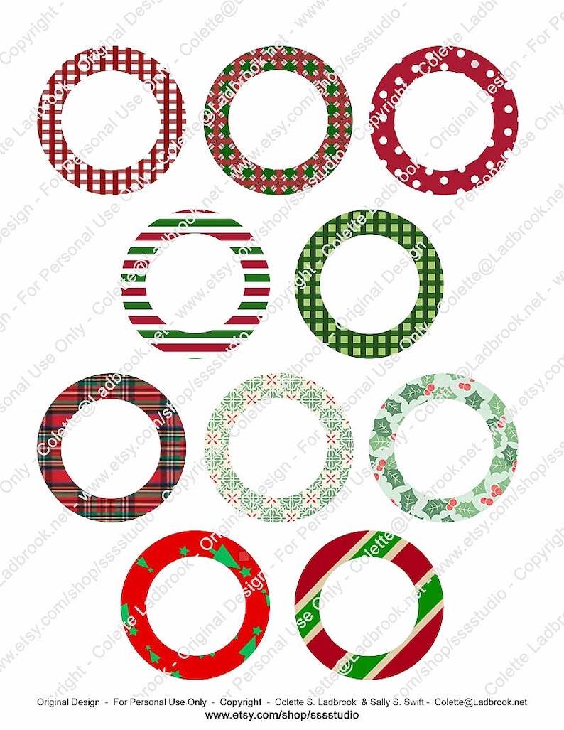Christmas Labels, Editable Text, 10 Square Gift Tags, 10 Round Tags ...