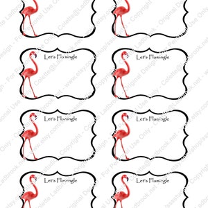 Flamingo Labels, Printable Tags Digital Labels, Printable Name Tags ...