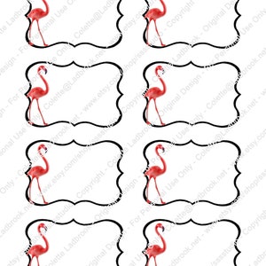 Flamingo Labels, Printable Tags Digital Labels, Printable Name Tags ...