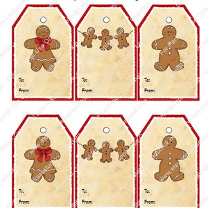 Gingerbread Man Gift Tags Digital Christmas Tags, Cookie Exchange Tags ...