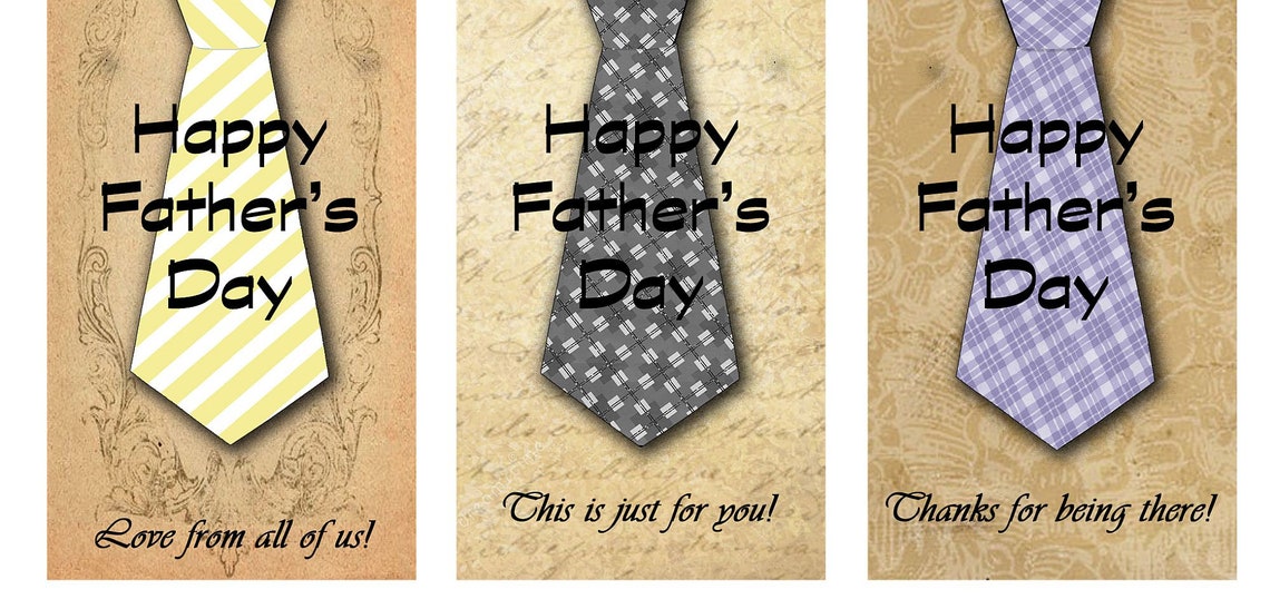 Tie Gift Tags for Dad, Happy Fathers Day Tags, Digital and Printable ...