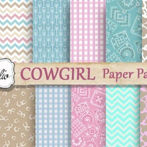 Cowgirl Paper Digital Scrapbook Paper, Pink Bandanna, Country Western ...
