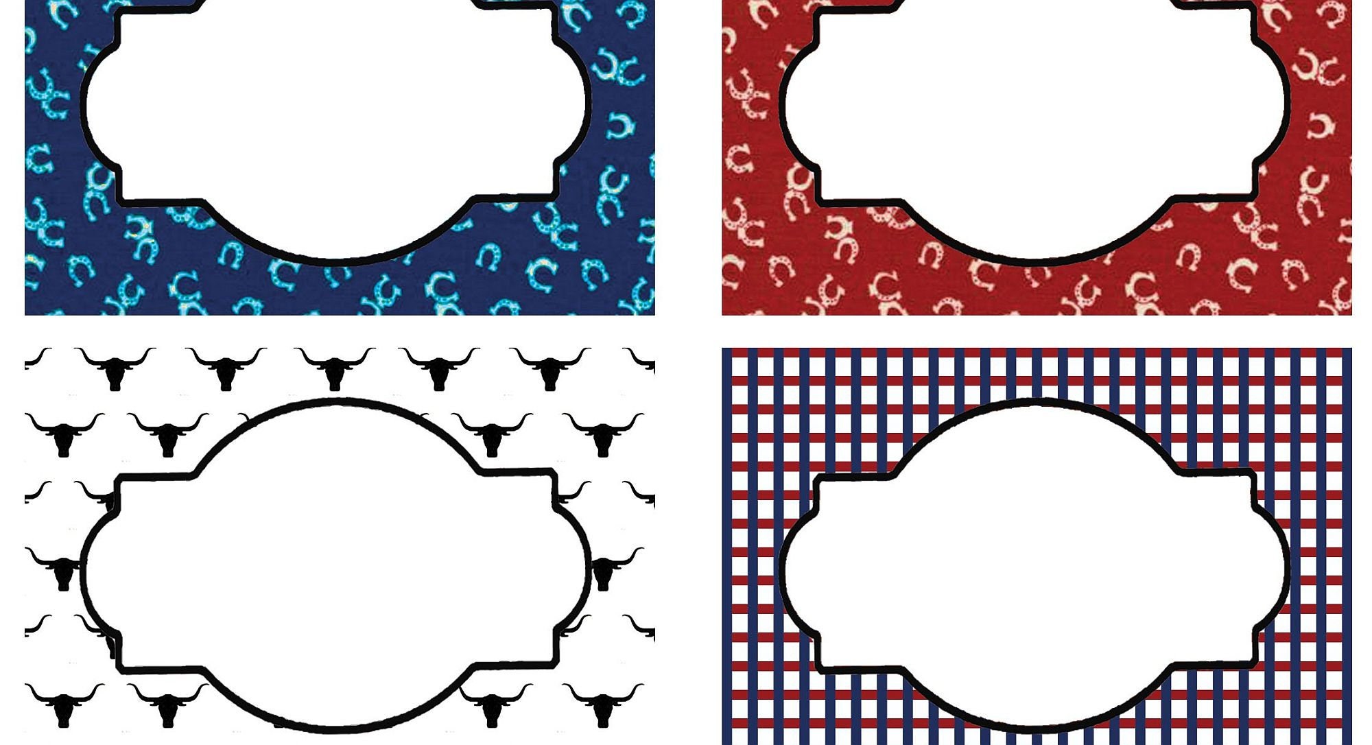 Patriotic Western Labels, Editable Digital Download, Printable Cowboy ...