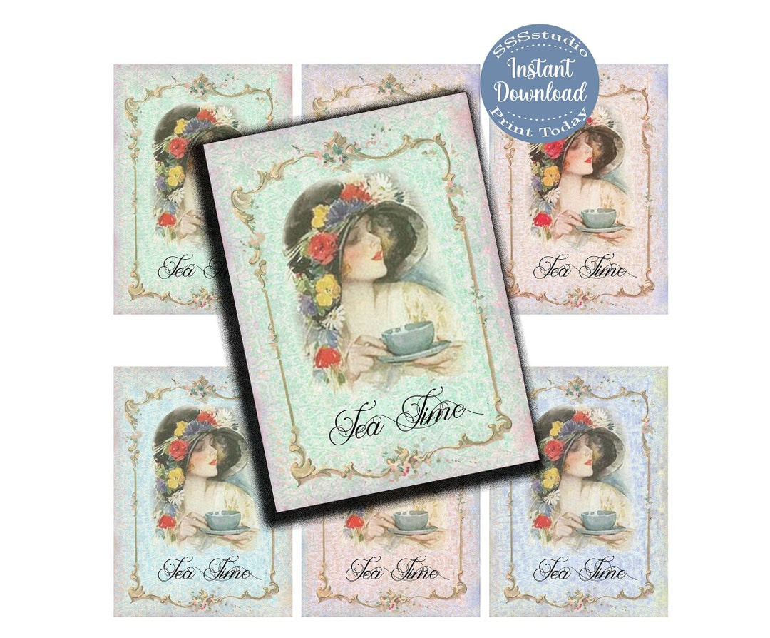 Vintage Tea Party Tags Digital Download, Printable Tea Party Favors ...