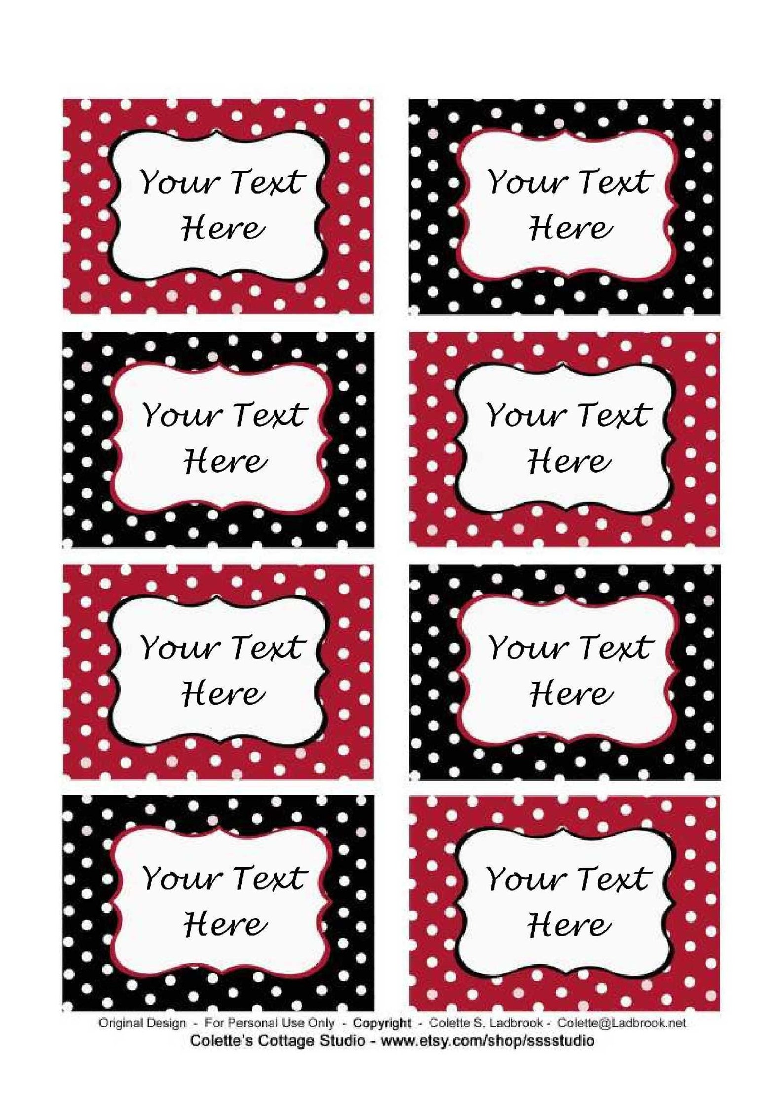 Red and Black Printable Labels Holiday Name Tags Party - Etsy