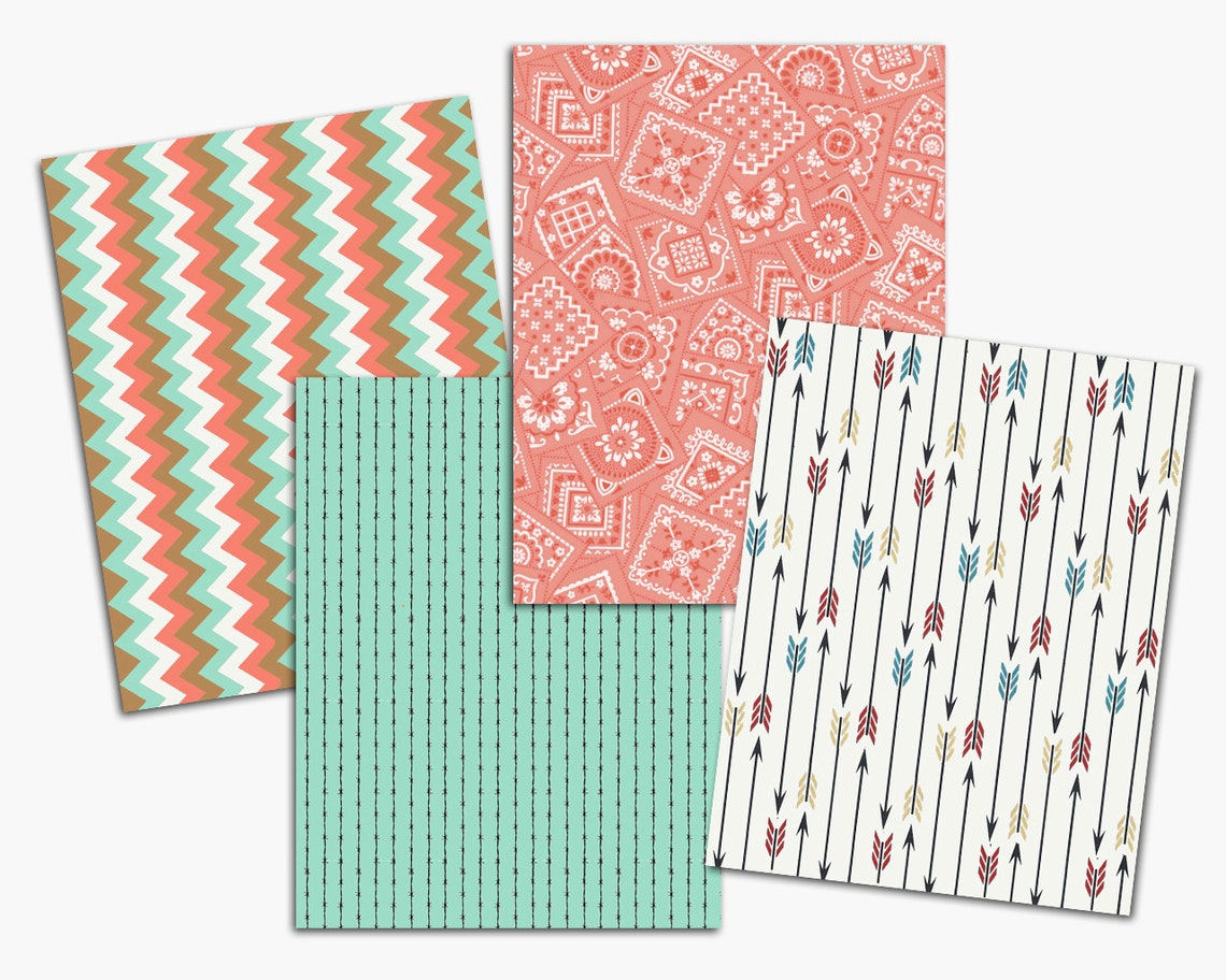 Southwestern Scrapbook Paper Pack Digital Colorful Custom - Etsy