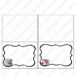 Tea Party Name Tags & Tea Tent Cards, Vintage Tea Cups Digital Bridal ...