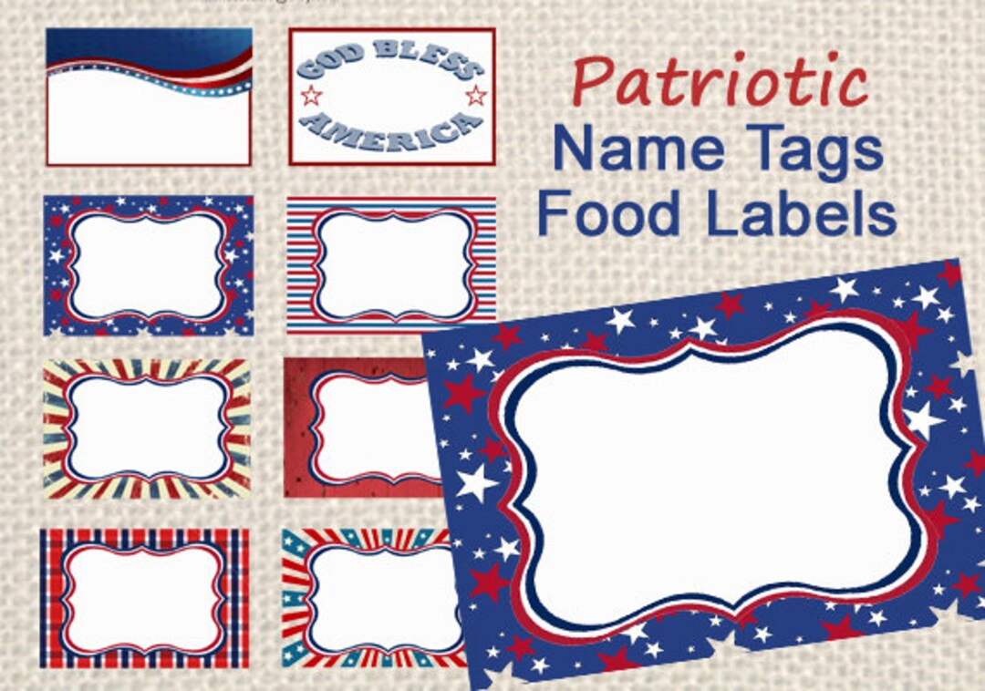 Patriotic Name Tags 4th of July Tags Patriotic Labels Instant Download ...