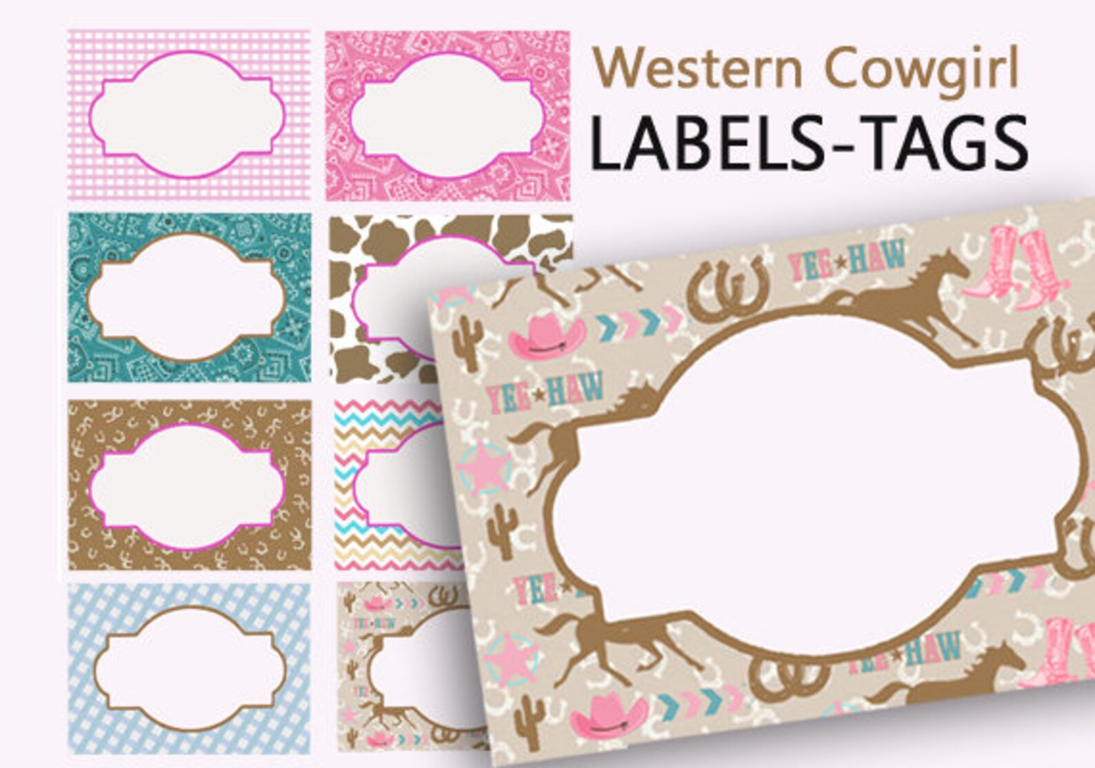 Cowgirl Labels, Printable Name Tags, Western Party, Southwestern Labels ...