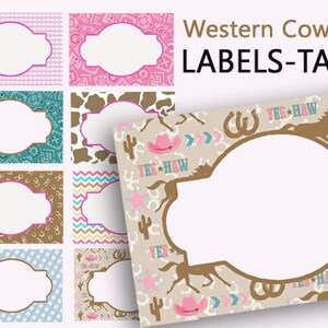 Cowgirl Labels, Printable Name Tags, Western Party, Southwestern Labels ...