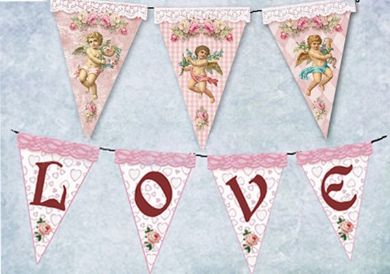 Valentine LOVE Banner Instant Download Vintage, Valentine Printable ...