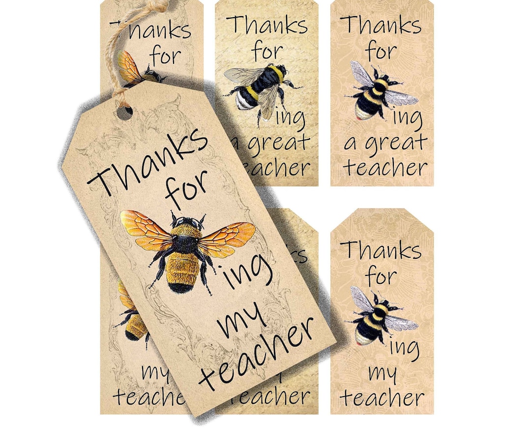 Teacher Thanks Tags, Teacher Appreciation Digital Download, Printable ...