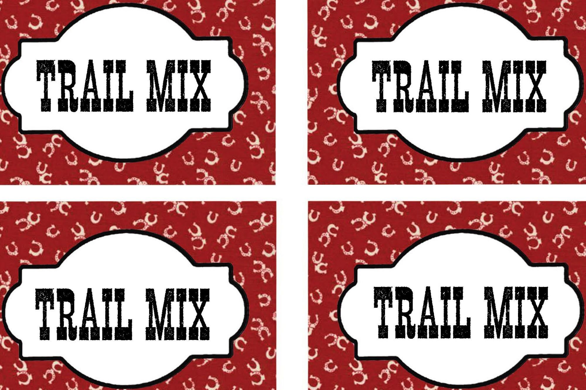 Country Western Tags Labels Digital Food Label, Red Cowboy Party Labels ...