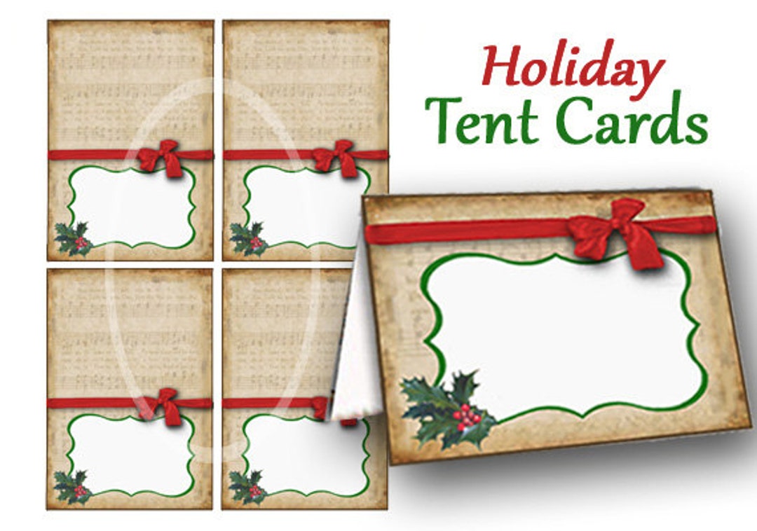 Holiday Place Cards, Printable Food Tent Cards, Holiday Party Supplies ...