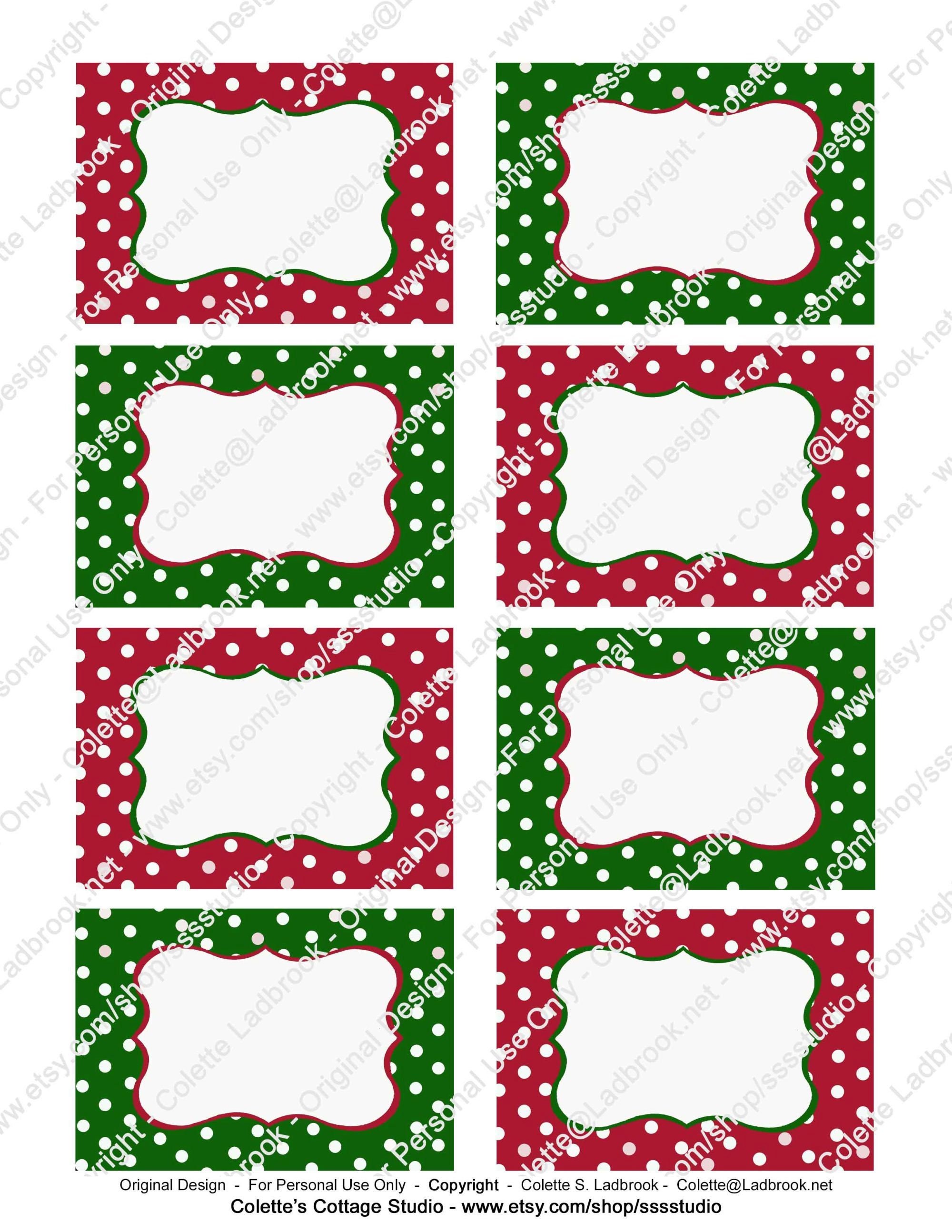 Red and Green Printable Tags Labels Holiday Name Tags Party | Etsy