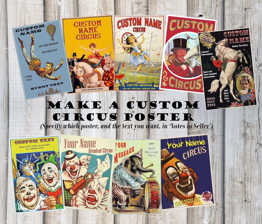 Custom Circus Poster, Digital-download, Choose ONE (1) of 9 Party ...