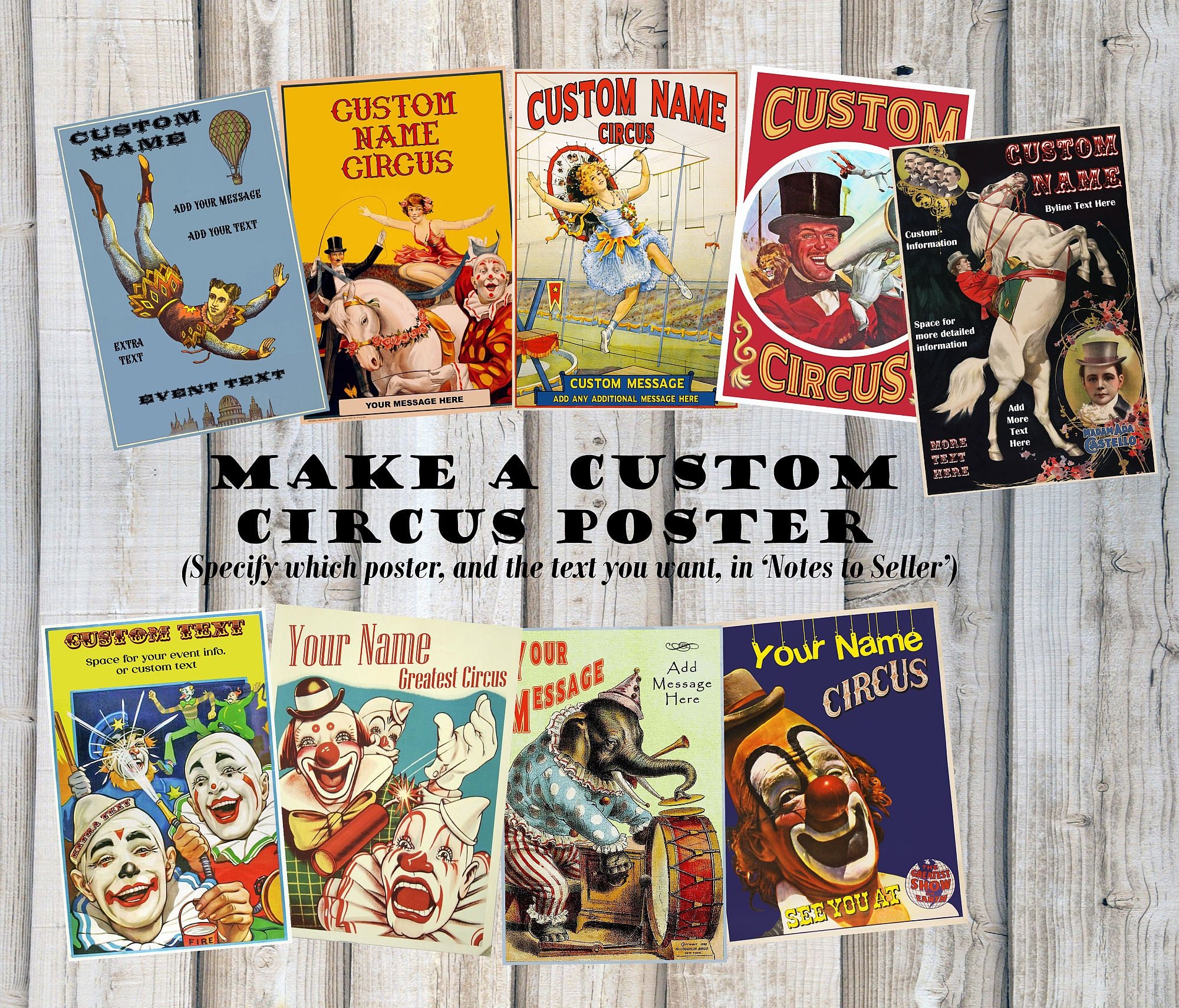Custom Circus Poster Digital-download Choose ONE 1 of 9 - Etsy Canada