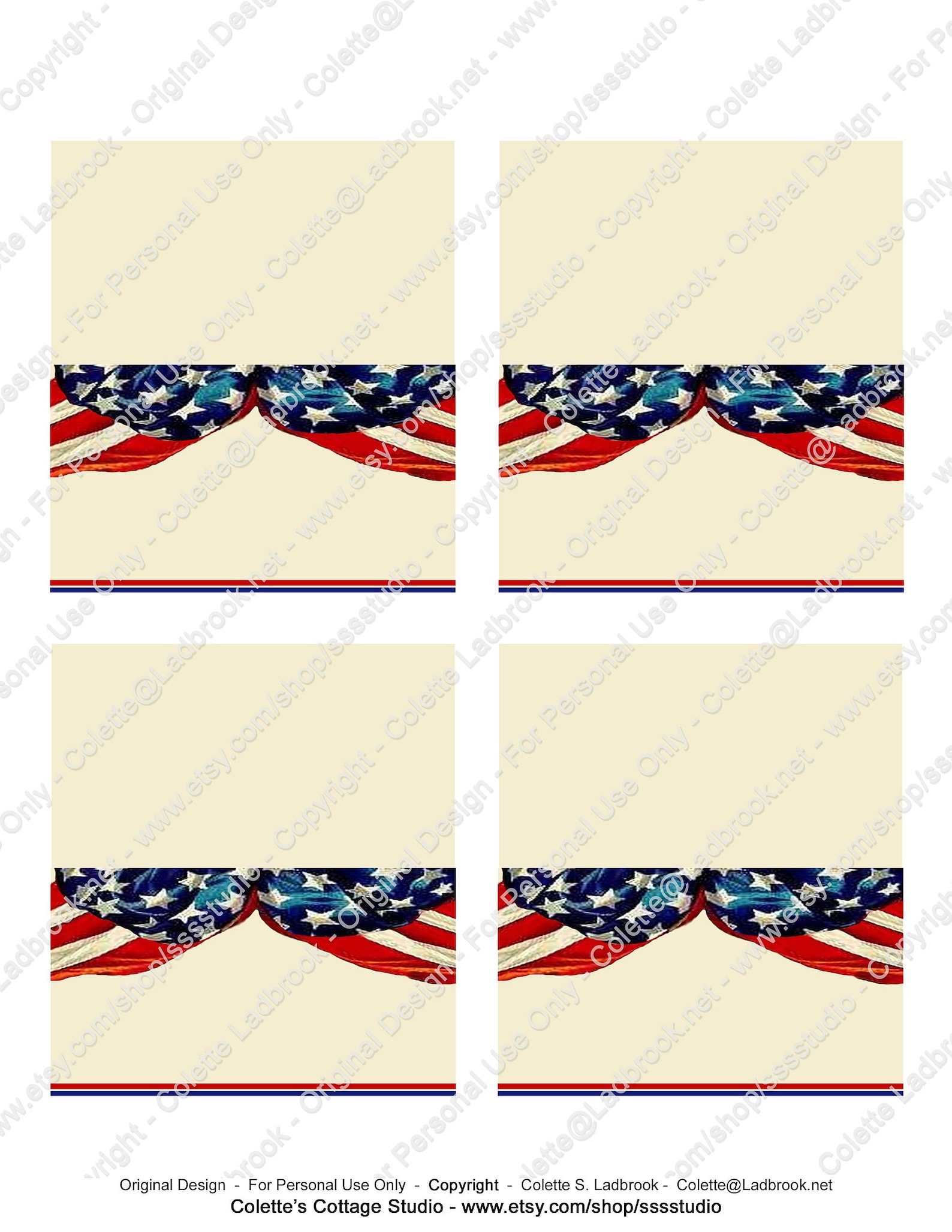 Patriotic Name Tags & Place Cards, Editable, Printable, Instant ...
