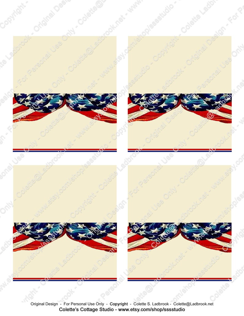 Patriotic Name Tags & Place Cards, Editable, Printable, Instant ...