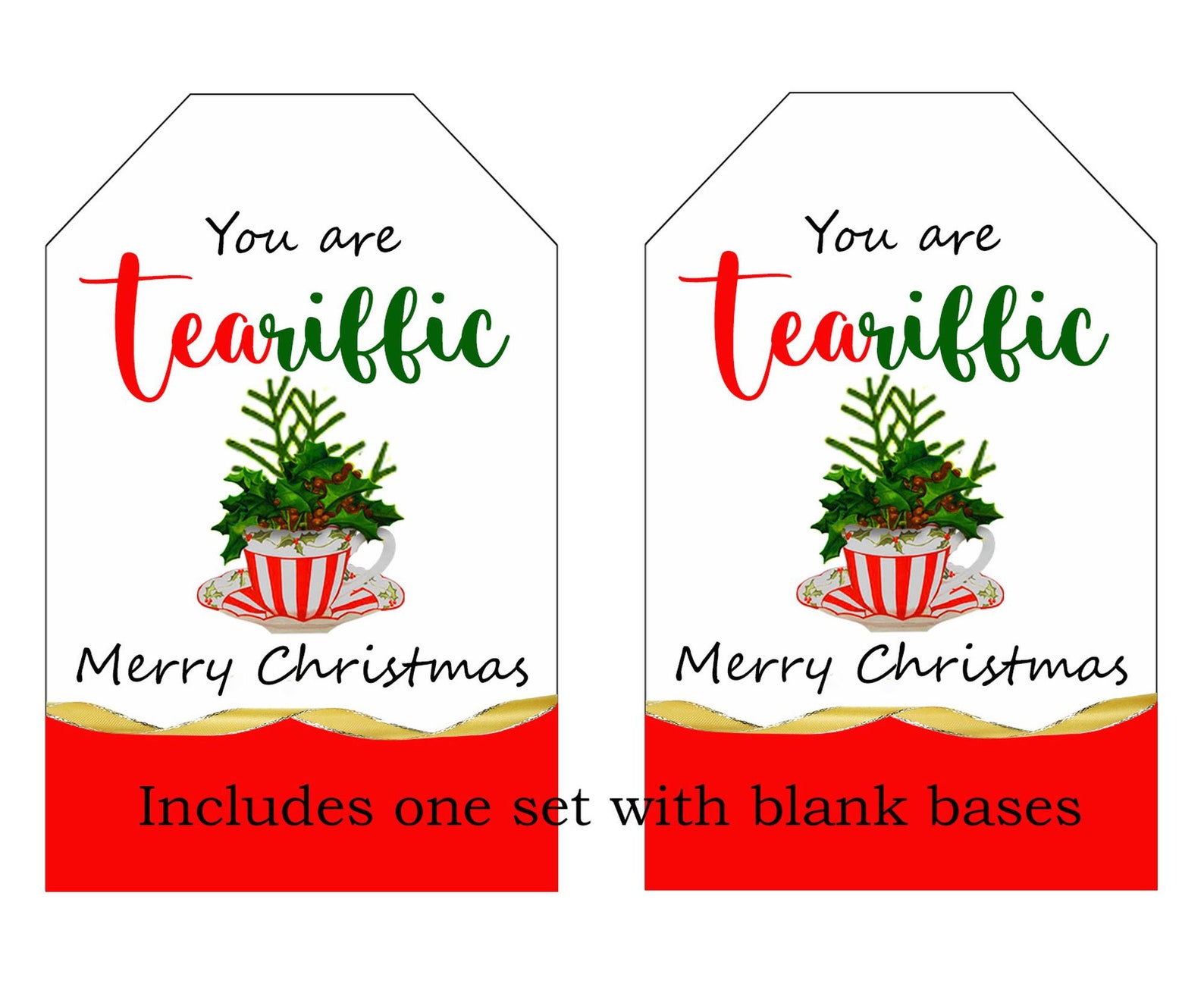 Christmas Tea-riffic Gift Tags, Tea Cup Tags, Digital Party Favor ...
