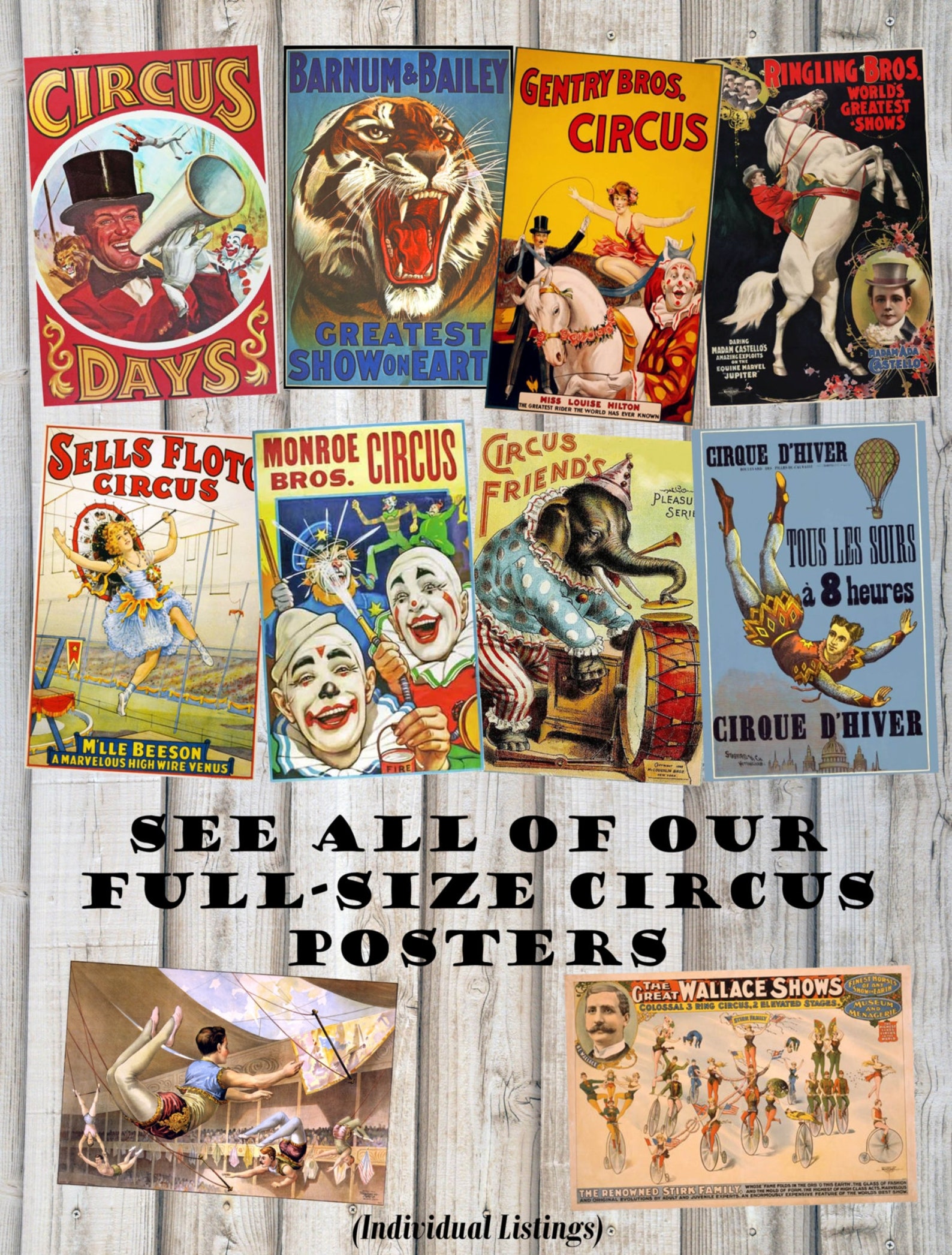 Digital Very Large Vintage Circus Poster Poster up to 4 Ft X | Etsy
