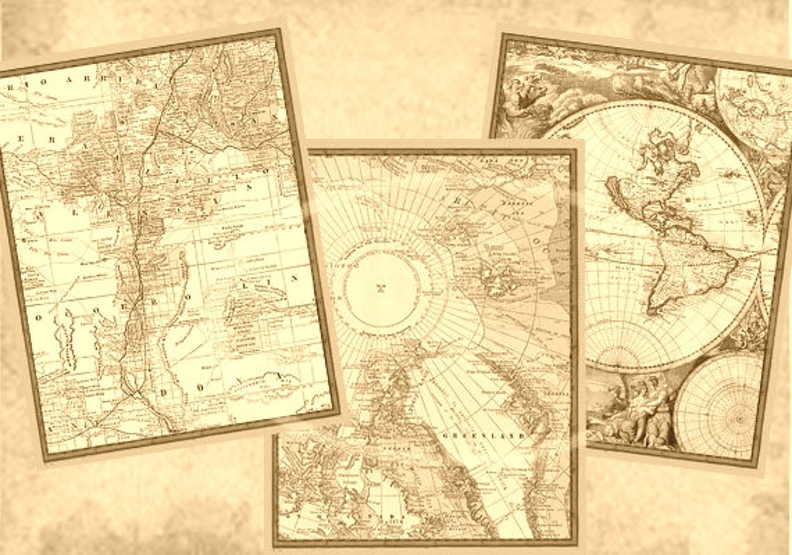 Antique Maps Digital Paper, Vintage Maps Digital Download, Scrapbook ...