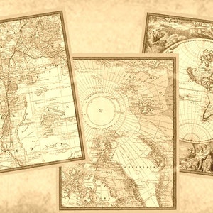 Antique Maps Digital Paper, Vintage Maps Digital Download, Scrapbook ...