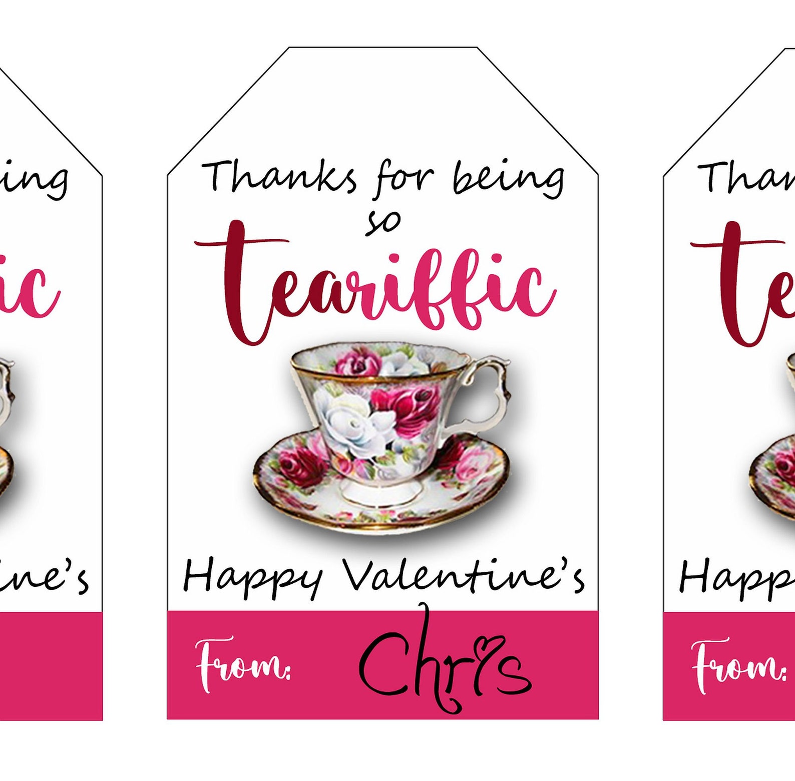 Tea-riffic Valentine's Gift Tags Tea Cup Tags Digital - Etsy