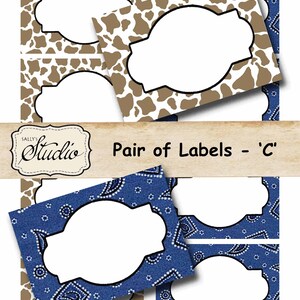 Country Western Tags, Western Jar Labels, Food Labels Party Labels ...