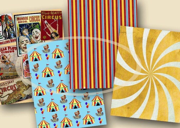 Circus Paper Digital Instant Download Printable Scrapbook - Etsy