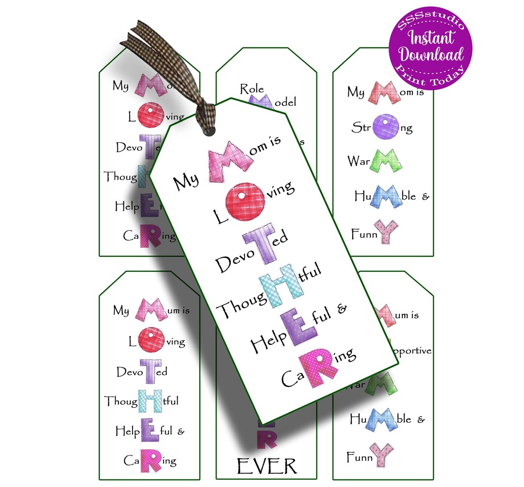 Mothers Day Tags & Bookmarks, Mama, Mother, Mommy, Digital and ...