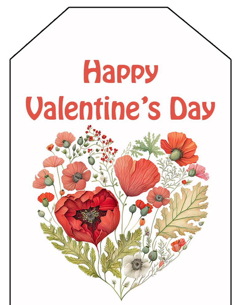 Valentine's Day Gift Tags, Vintage Hearts, Digital Gift Tags, Valentine ...