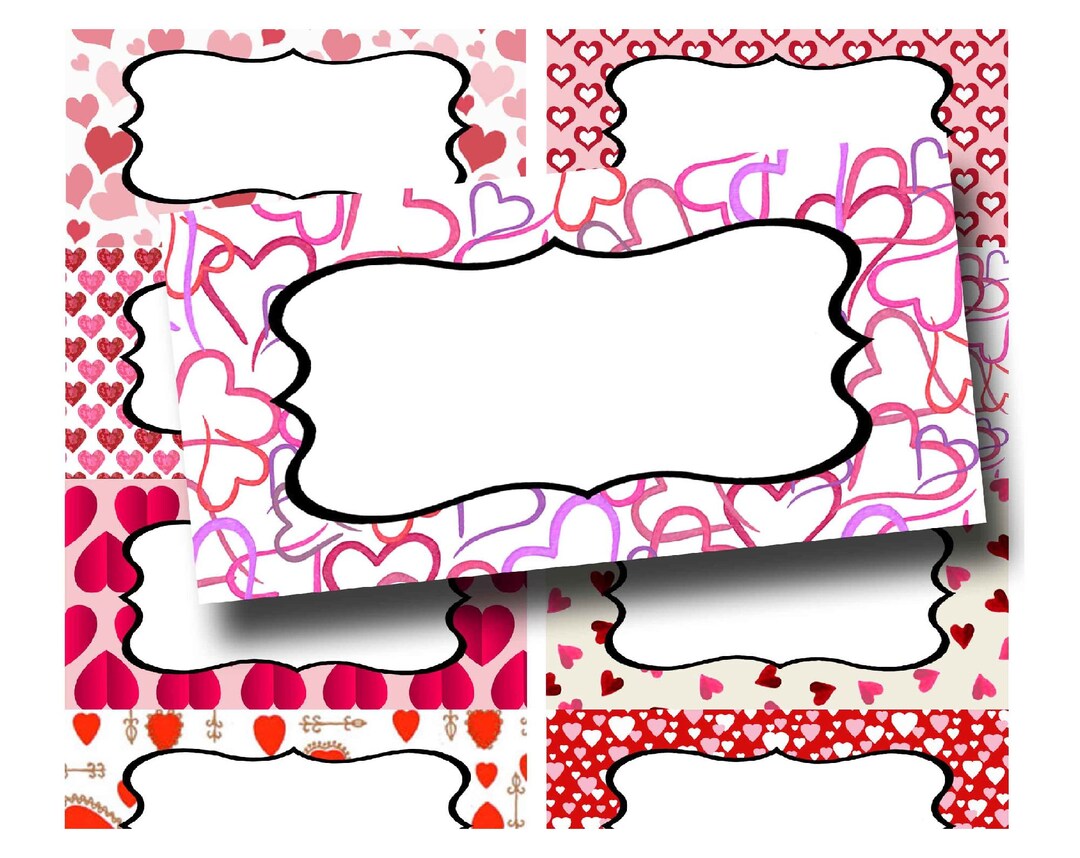 Valentines Labels Digital Tags, Love Hearts, Treat Bag Labels ...