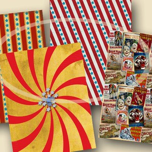 Circus Paper Pack, Digital Scrapbook Clip-art, Instant Download ...