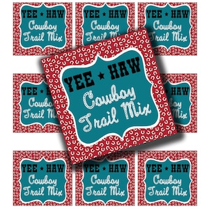 Cowboy Trail Mix Gift Tags, Country, Yee Haw Favor Tags, Instant ...