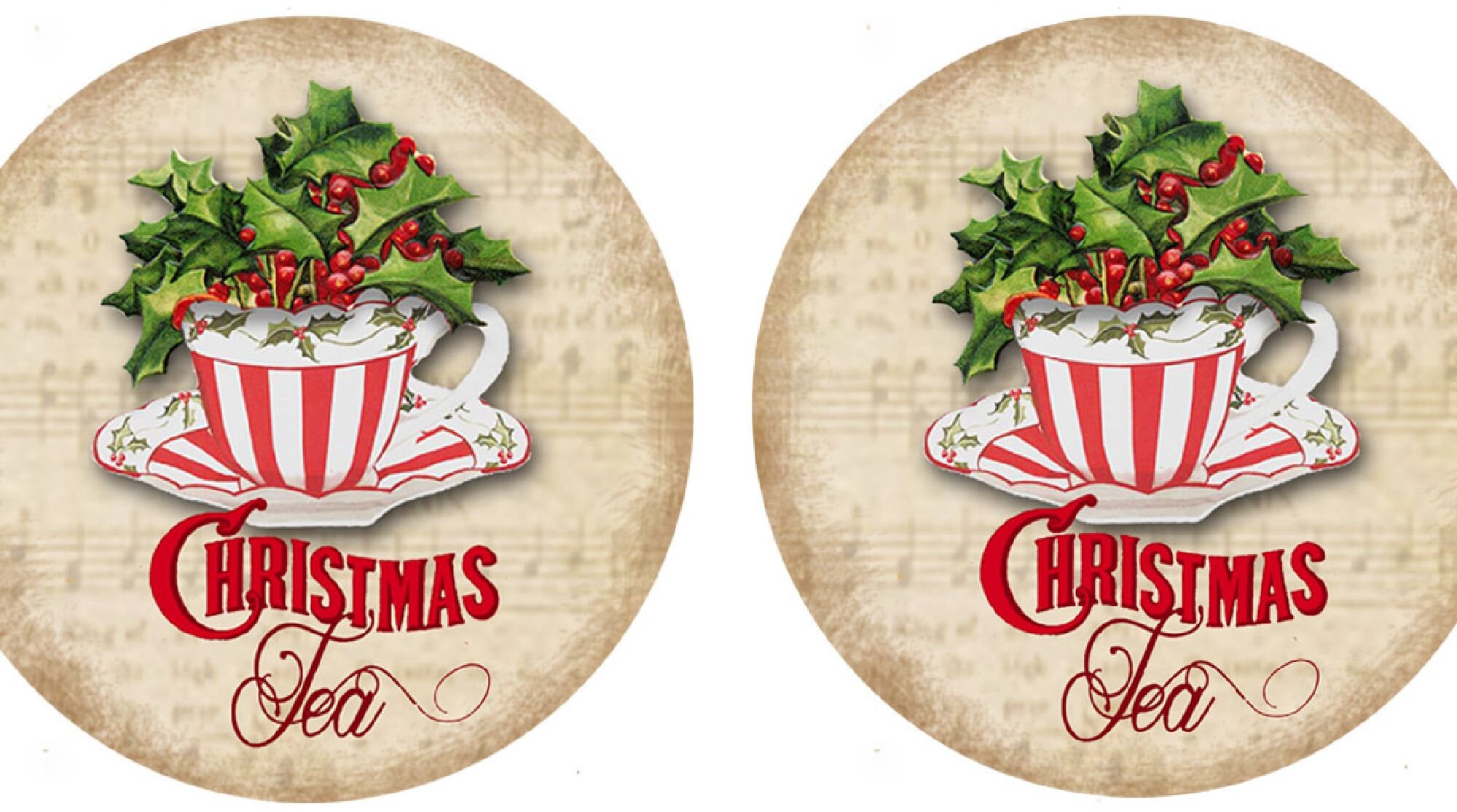 Christmas Tea Tags Christmas tea cup circles Printable gift | Etsy