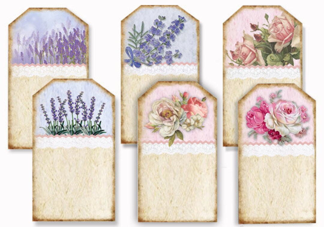 Lavender & Roses Tags, Digital Download ,printable Gift Tags Cottage ...