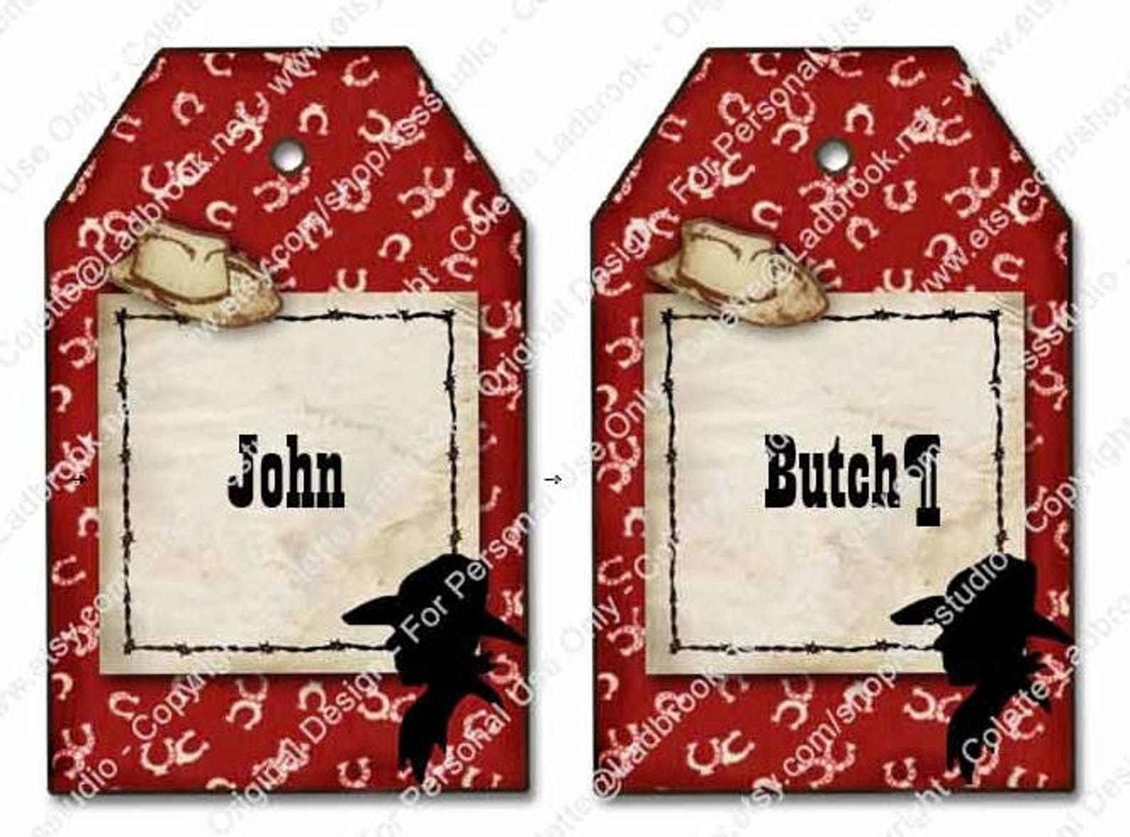 Western Digital Tags Cowboy Hat Printable Country Gift Tags - Etsy