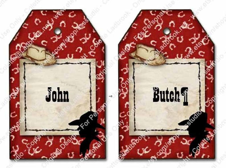 Western Digital Tags, Cowboy Hat, Printable Country Gift Tags, Editable ...