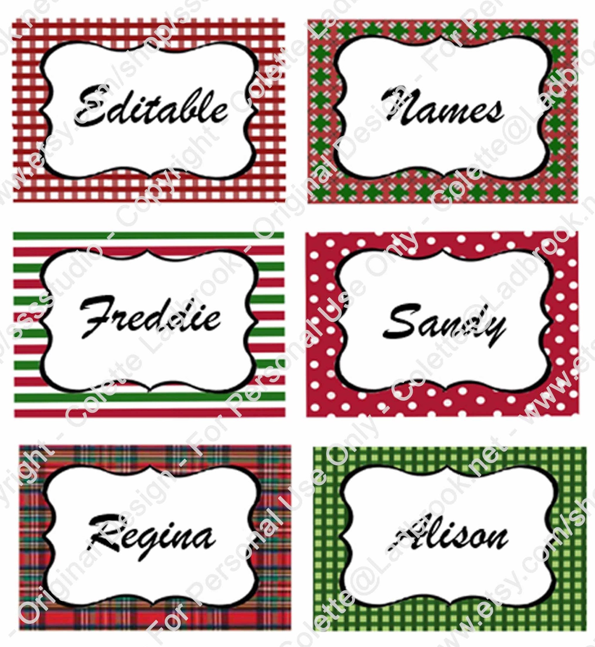 Christmas Labels Custom Printable Holiday Name Tags Food - Etsy UK