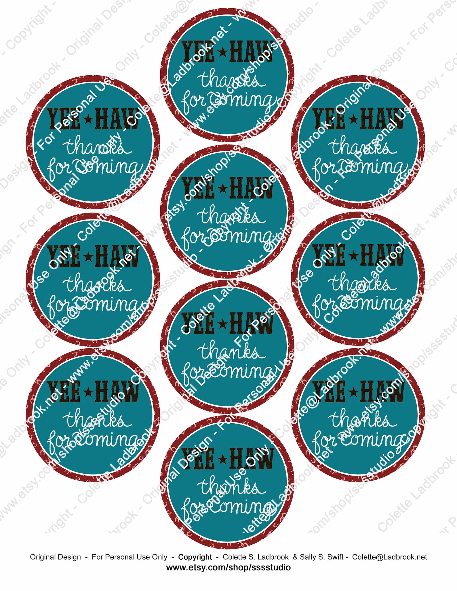 Western Square Gift Tags Country Thanks Yee Haw Favor Tags - Etsy