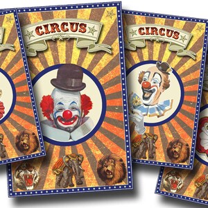 Large Vintage Clown Posters Digital Circus Posters, Showman Party ...