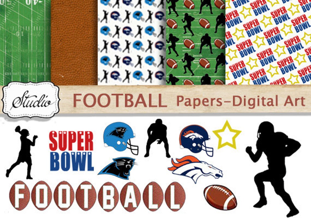 FOOTBALL Paper Digital Super Bowl, Digital Clip Art SPORTS Pattern ...