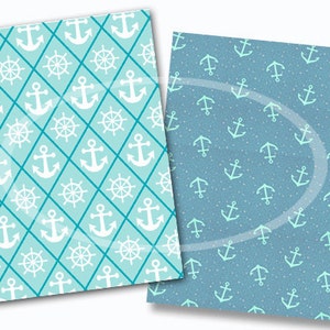 Nautical Paper Digital, Printable Scrapbook Paper, Marine Blue Paper ...